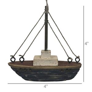 HomArt 4700-14 Tiny Wood Boat Ornament, 4-inch Length, Dark Blue