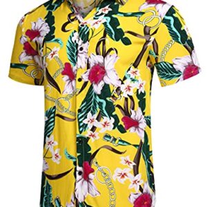 COOFANDY Men's Hawaiian Set Casual Floral Print Shirt Summer Shirt and Shorts