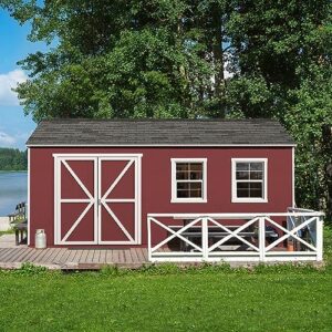 handy home products rookwood 10x18 do-it-yourself wooden storage shed with floor brown