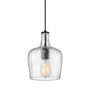 autelo glass pendant light 8" modern pendant lighting hanging lamps for kitchen island with hammered glass shade hanging light fixture h9163