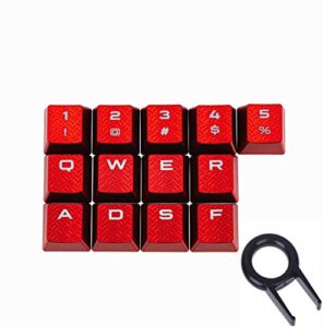 13 keys non-slip backlit keycaps gaming performance fps moba key caps oem profile for corsair k70 rgb k95 k65 k68 k63 k100 mechanical gaming keyboards diy replace (red)