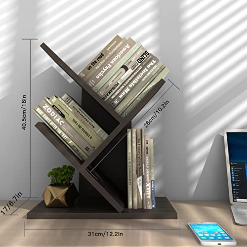 Godferyxin Book Tree Bookshelf, 3-Tier Wood Bookshelf Tree Bookcase for Displaying Books, CDs, Magazines and More at Office, Home or School