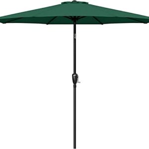 Simple Deluxe 9ft Outdoor Market Table Patio Umbrella with Button Tilt, Crank and 8 Sturdy Ribs for Garden, Deck, Lawn, Backyard & Pool, Green