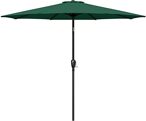 Simple Deluxe 9ft Outdoor Market Table Patio Umbrella with Button Tilt, Crank and 8 Sturdy Ribs for Garden, Deck, Lawn, Backyard & Pool, Green