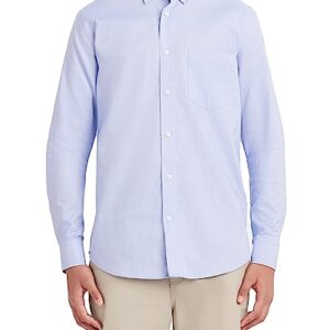 Nautica mens School Uniform Long Sleeve Performance Oxford Button-down Button Down Shirt, Ox Blue, Large US