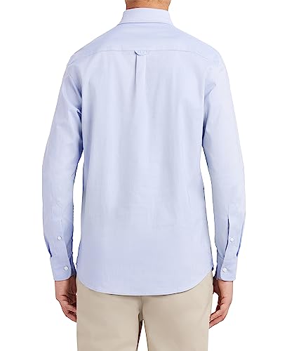 Nautica mens School Uniform Long Sleeve Performance Oxford Button-down Button Down Shirt, Ox Blue, Large US