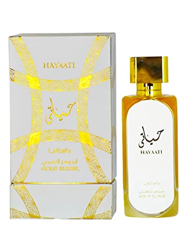 Lattafa Hayaati Gold Elixir Eau De Parfum Spray for Unisex, 3.4 Ounce