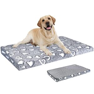 vankean dog crate mat reversible cool and warm, stylish dog bed for crate with waterproof inner linings and removable machine washable cover, firm support dog pad for small to xx-large dogs, grey