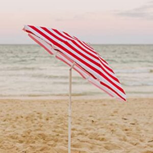 PICNIC TIME ONIVA - a Brand Outdoor Canopy Sunshade Beach Umbrella 5.5' - Small Patio Umbrella - Beach Chair Umbrella,Red & White Cabana Stripe,822-00-336-000-0