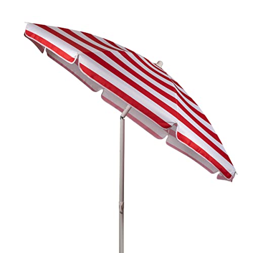 PICNIC TIME ONIVA - a Brand Outdoor Canopy Sunshade Beach Umbrella 5.5' - Small Patio Umbrella - Beach Chair Umbrella,Red & White Cabana Stripe,822-00-336-000-0