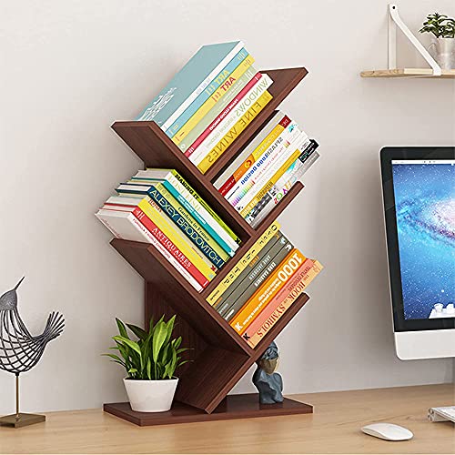 Tekirose Bookshelf,Small Bookshelf 5-Tier Tree Bookcase in Bedroom Home Office Corner Desktop Bookshelf for Desk