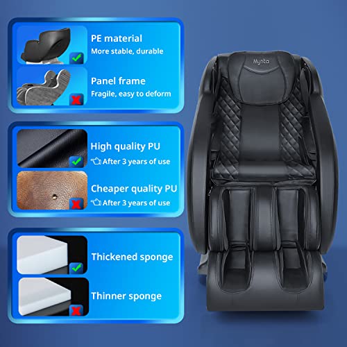 MYNTA Massage Chair, 3D SL-Track Full Body Massage Chair Recliner with Body Scan, Heat, Zero Gravity, Thai Stretch, Bluetooth Speaker, Airbags and Foot Rollers, Black