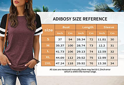 Adibosy Women Summer Casual Shirts: Short Sleeve Striped Tunic Tops - Ladies Loose Crew Neck Tee Tshirt Blouses Pink L