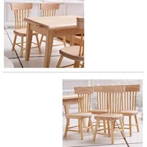 Z MAYABBO Wooden Dollhouse Furniture of Table & Chair, Miniature Dollhouse Accessories of Dining Room Accessory - 1/12 Scale