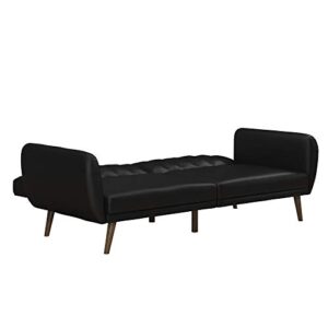 Novogratz Brittany Futon, Convertible Sofa & Couch, Black Faux Leather