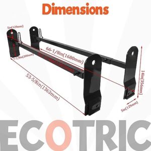 ECOTRIC Cross Bar 53"-66" Compatible with 1999-2022 Chevy Express GMC Savana Ford E Series Ladder Rack for Van Roof Rack Ladder Carrier Steel Rain Gutter Heavy Duty Black