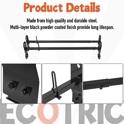 ECOTRIC Cross Bar 53"-66" Compatible with 1999-2022 Chevy Express GMC Savana Ford E Series Ladder Rack for Van Roof Rack Ladder Carrier Steel Rain Gutter Heavy Duty Black