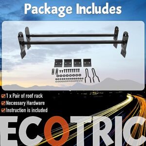 ECOTRIC Cross Bar 53"-66" Compatible with 1999-2022 Chevy Express GMC Savana Ford E Series Ladder Rack for Van Roof Rack Ladder Carrier Steel Rain Gutter Heavy Duty Black