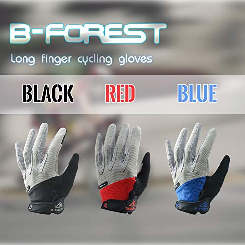 B-Forest Cycling Gloves/Bike Gloves Full Finger Road Bicycle Gloves for Men and Women Mountain Riding Gloves– Anti-Slip 5mm Gel Pad Shock-Absorbing MTB Motorcycle Gloves