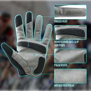 B-Forest Cycling Gloves/Bike Gloves Full Finger Road Bicycle Gloves for Men and Women Mountain Riding Gloves– Anti-Slip 5mm Gel Pad Shock-Absorbing MTB Motorcycle Gloves