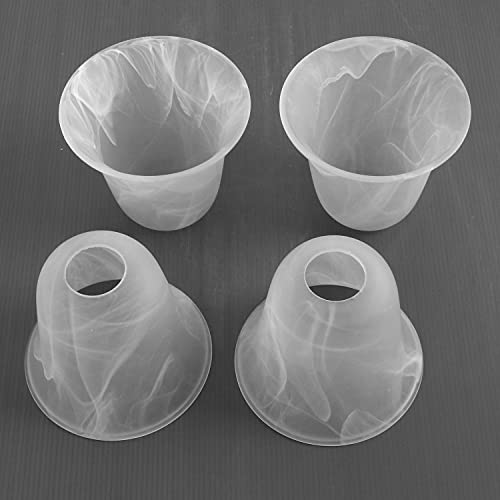 Giluta 6 Pack Bell Shaped Glass Shade Alabaster Light Fixture Shades Replacement for Ceiling Fan Light Wall Light, Lipless with 1-5/8 inch Fitter Opening