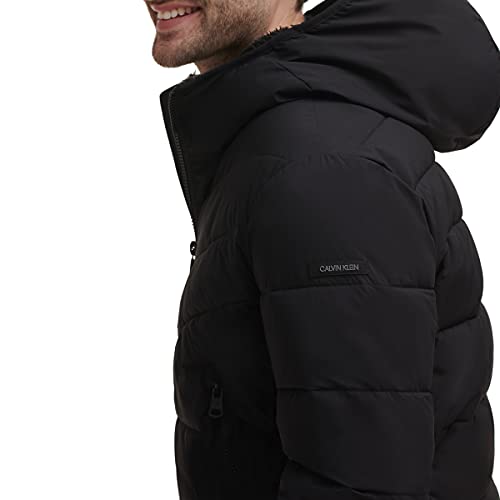 Calvin Klein Men's Hooded Stretch Jacket, Ebony, Large