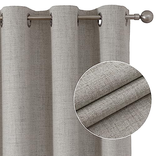 Joydeco Blackout Curtains 84 Inches Long for Bedroom, Room Darkening Curtains 84 Inches Long for Living Room, Textured Thermal Curtains 84 Inch Length 2 Panels Set(52x84 inch, Greyish White)