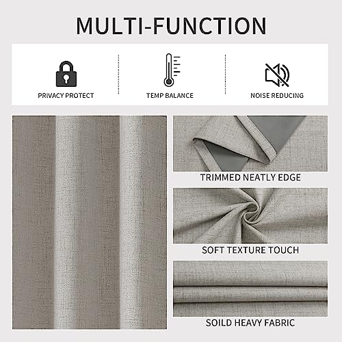 Joydeco Blackout Curtains 84 Inches Long for Bedroom, Room Darkening Curtains 84 Inches Long for Living Room, Textured Thermal Curtains 84 Inch Length 2 Panels Set(52x84 inch, Greyish White)