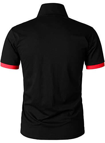 HOOD CREW Men’s Classic Polo Shirt Short Sleeve Shirts Lightweight Casual Tops Black XL