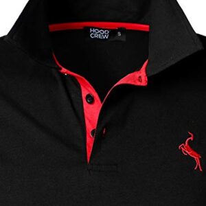 HOOD CREW Men’s Classic Polo Shirt Short Sleeve Shirts Lightweight Casual Tops Black XL