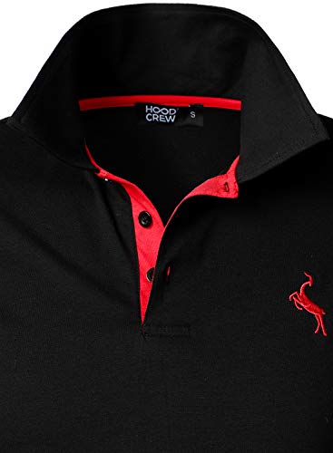 HOOD CREW Men’s Classic Polo Shirt Short Sleeve Shirts Lightweight Casual Tops Black XL