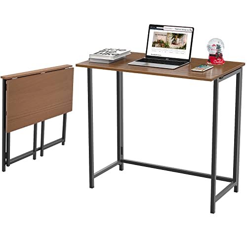 Naspaluro Folding Desk, Folding Computer Desk, No Assembly Home Office Simple Laptop Desk Study Writing Table Foldable Gaming Workstation for Small Space Offices Living Room Bedroom