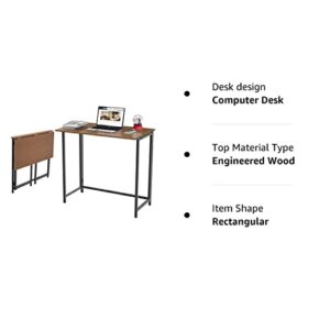 Naspaluro Folding Desk, Folding Computer Desk, No Assembly Home Office Simple Laptop Desk Study Writing Table Foldable Gaming Workstation for Small Space Offices Living Room Bedroom