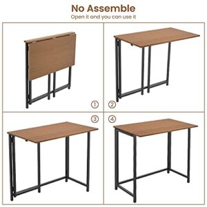 Naspaluro Folding Desk, Folding Computer Desk, No Assembly Home Office Simple Laptop Desk Study Writing Table Foldable Gaming Workstation for Small Space Offices Living Room Bedroom