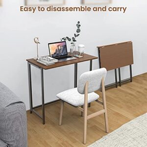 Naspaluro Folding Desk, Folding Computer Desk, No Assembly Home Office Simple Laptop Desk Study Writing Table Foldable Gaming Workstation for Small Space Offices Living Room Bedroom