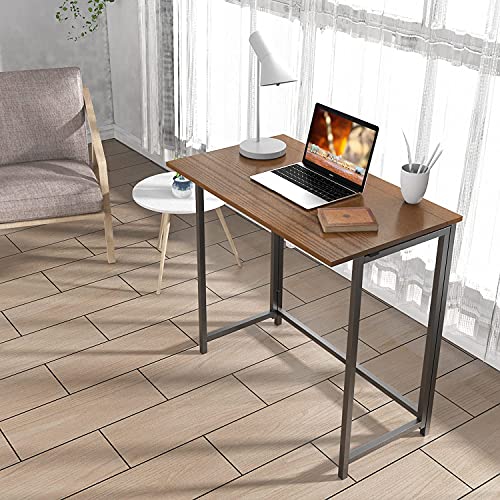 Naspaluro Folding Desk, Folding Computer Desk, No Assembly Home Office Simple Laptop Desk Study Writing Table Foldable Gaming Workstation for Small Space Offices Living Room Bedroom