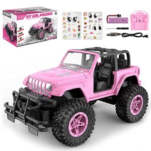 nqd remote control car rc racing cars 1:16 scale, 80 min play, 2.4ghz off road trucks with storage case, all terrain toys gifts for 3-year-old girls.