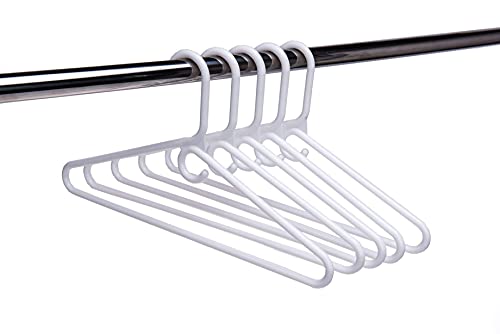 Quality White Plastic Hangers 30 Pack - Super Heavy Duty Plastic Clothes Hanger Multipack - Thick Strong Standard Closet Clothing Hangers with Hook for Scarves and Belts-17 Coat Hangers (White, 30)