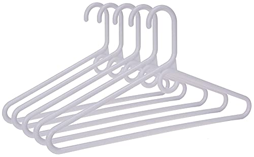 Quality White Plastic Hangers 30 Pack - Super Heavy Duty Plastic Clothes Hanger Multipack - Thick Strong Standard Closet Clothing Hangers with Hook for Scarves and Belts-17 Coat Hangers (White, 30)