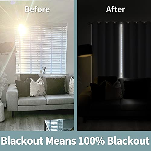 BGment Thermal Insulated 100% Blackout Curtains for Bedroom with Black Liner, Double Layer Full Room Darkening Noise Reducing Grommet Curtain (42 x 63 Inch, Pure White, 2 Panels)