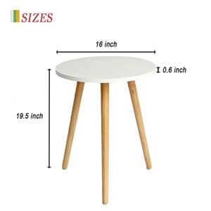 AWASEN Round Side/ End Table, Accent Nightstand Modern for Living Room Bedroom Office Small Spaces, 16''D x 19.5''H (White)