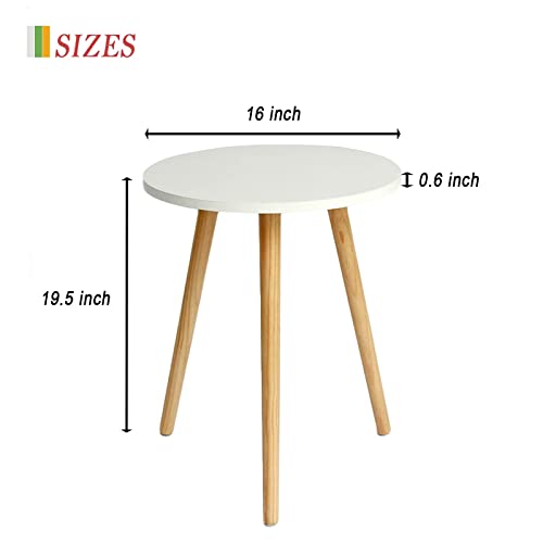 AWASEN Round Side/ End Table, Accent Nightstand Modern for Living Room Bedroom Office Small Spaces, 16''D x 19.5''H (White)