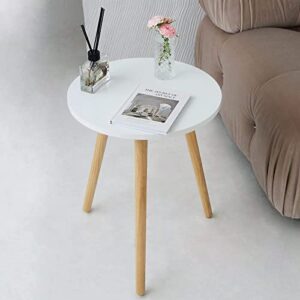 AWASEN Round Side/ End Table, Accent Nightstand Modern for Living Room Bedroom Office Small Spaces, 16''D x 19.5''H (White)