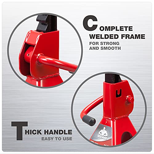 Jack Boss Jack Stands 2 Ton (4,400 LBs) Low Profile Lifting Car Stand, Fit Use for Cars Automotive Sedans, Red, 2 Pack