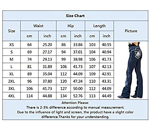 QJBMEI Women's Jeans High Rise Feather Embroidery Stretchy Bootcut Slim Wide Leg Denim Pants,Blue,S