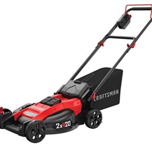 CRAFTSMAN V20 Lawn Mower, Push Mower, Lightweight and Portable, Grass Bag, Battery and Charger Included (CMCMW220P2)