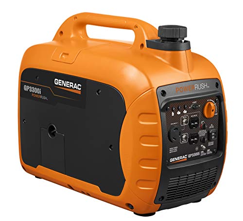 Generac GP3300i 7154 3,300-Watt Gas-Powered Portable Inverter Generator - CARB Compliant - Advanced PowerRush Technology - RV Essentials - Quiet and Compact Solution - Duplex Outlets - USB Ports