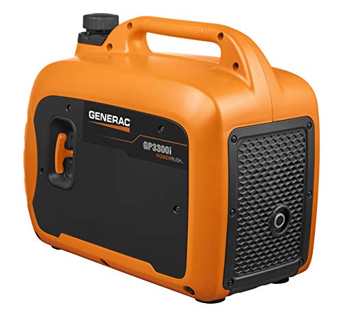 Generac GP3300i 7154 3,300-Watt Gas-Powered Portable Inverter Generator - CARB Compliant - Advanced PowerRush Technology - RV Essentials - Quiet and Compact Solution - Duplex Outlets - USB Ports