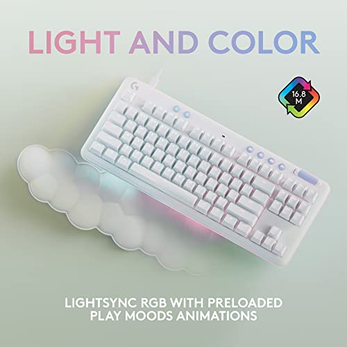 Logitech G713 Wired Mechanical Gaming Keyboard with LIGHTSYNC RGB Lighting, Tactile Switches (GX Brown), and Keyboard Palm Rest, PC and Mac Compatible - White Mist