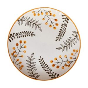 pretyzoom round serving platter leaf ceramic retro food dishes seasoning dish- for sushi dipping dish, cookie serving dishes, leaf pattern small tea bag holder round cake pan